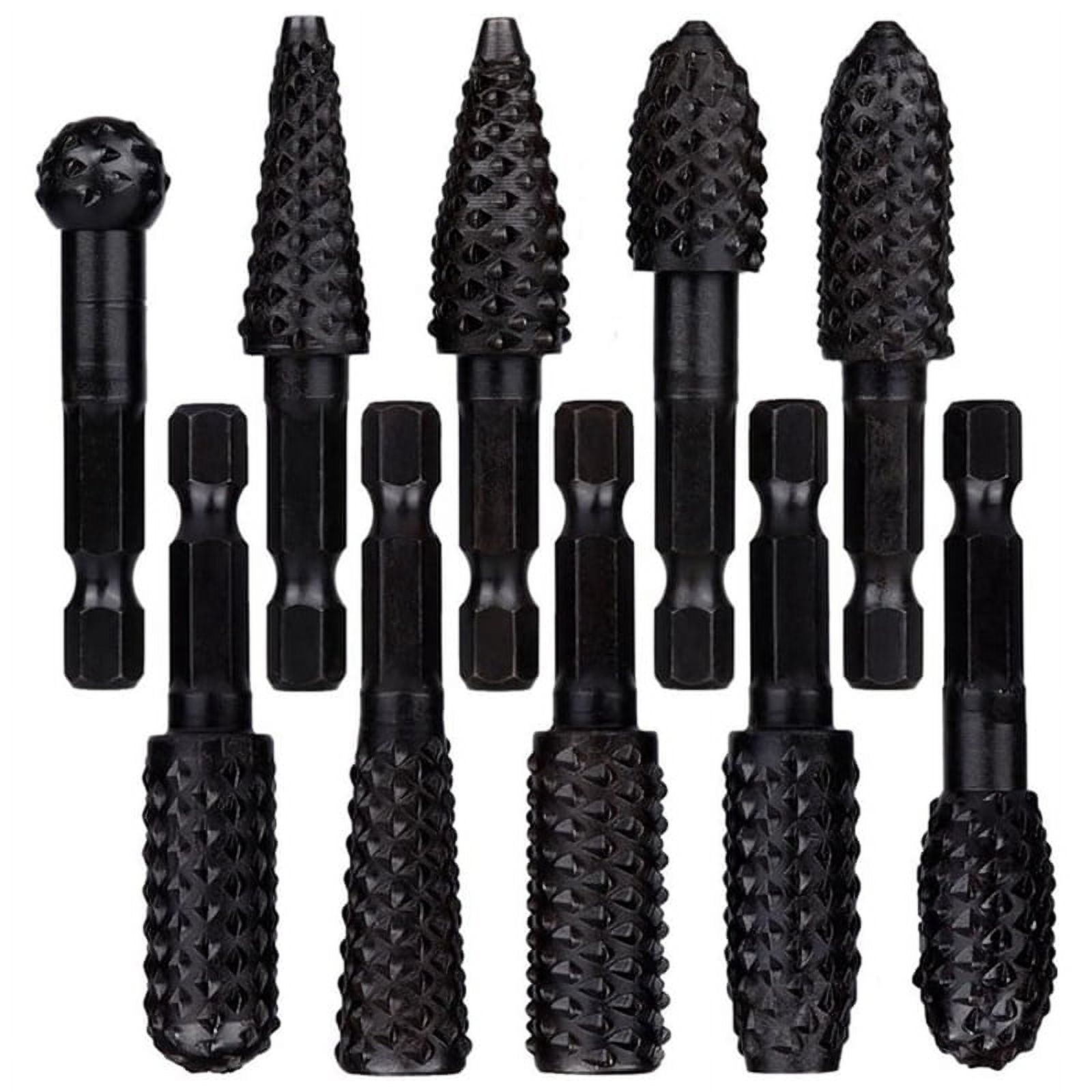 10Pcs Rotary Rasp File Set 1/4 Inch Hex Shank Rotary Burrs for Wood ...