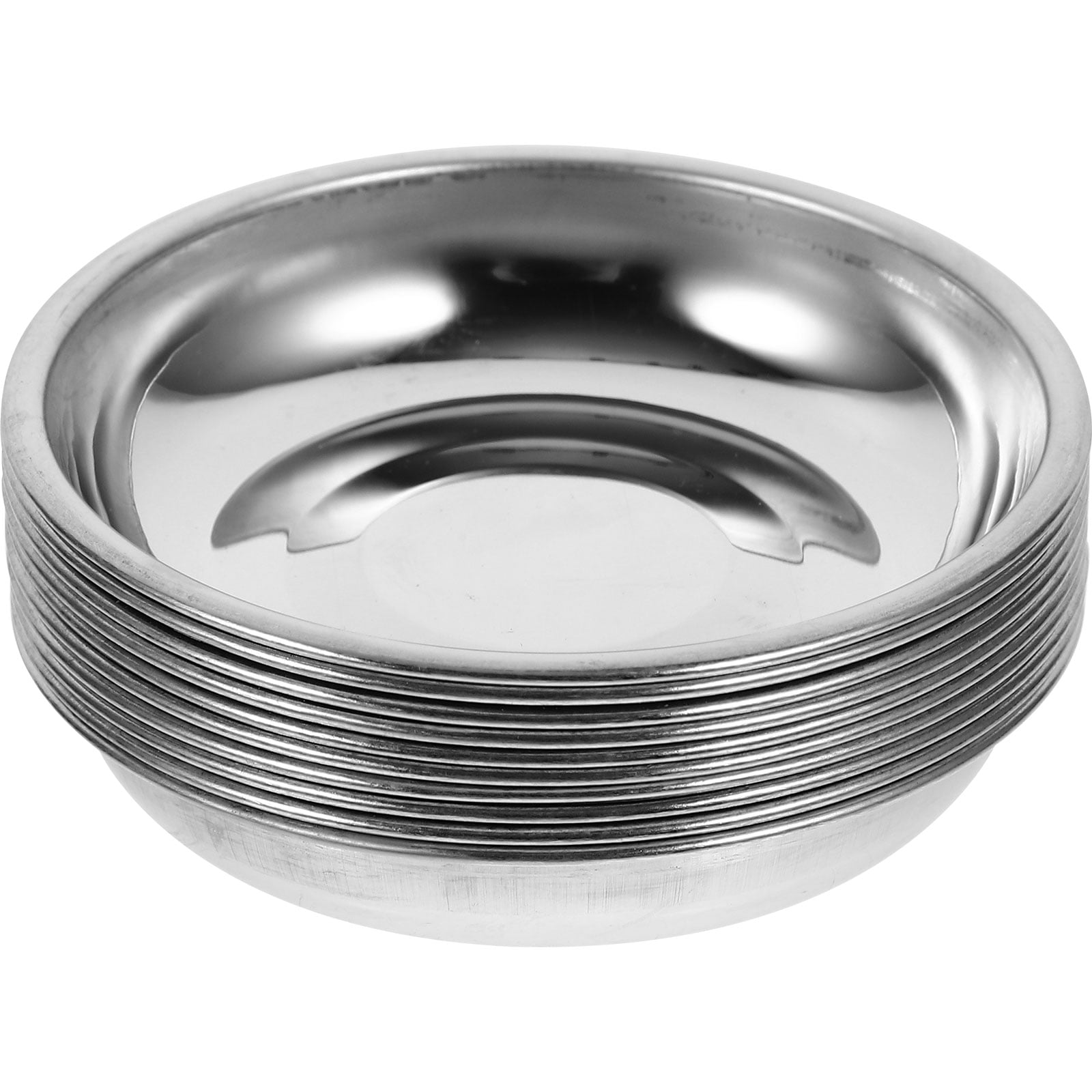 10Pcs Round Dishes Stainless Steel Sauce Dishes Mustard Appetizer ...