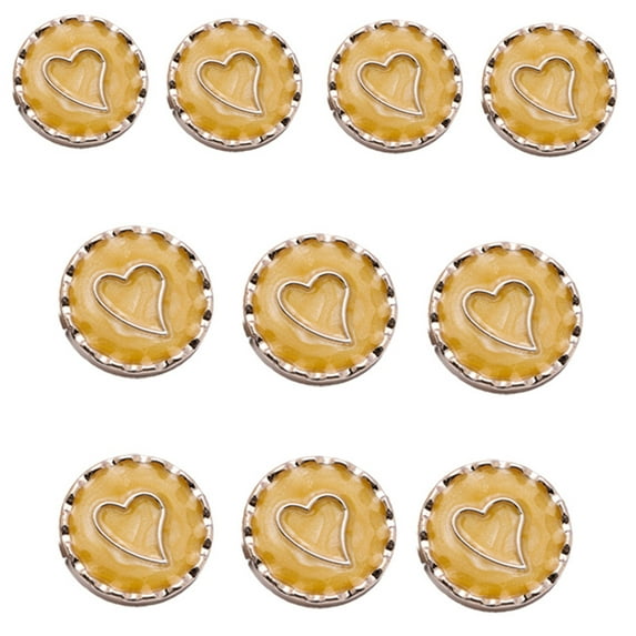 10Pcs Round Metal Button with Hole Heart Button Sewing Button for Art ...