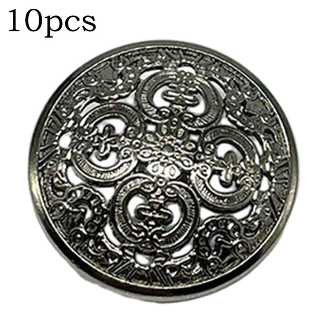 10Pcs Round Metal Buttons Hollow Carved Sewing for Jacket Suits ...