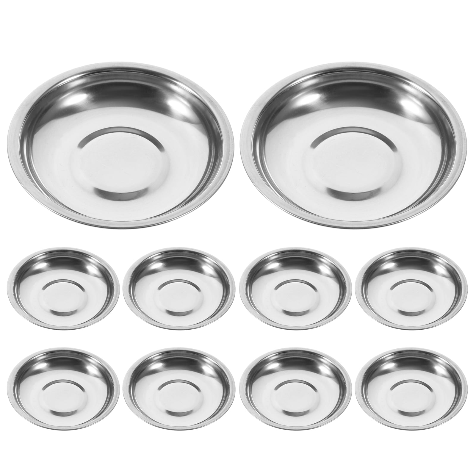 10Pcs Round Seasoning Plates Stainless Steel Mustard Dessert Dishes ...