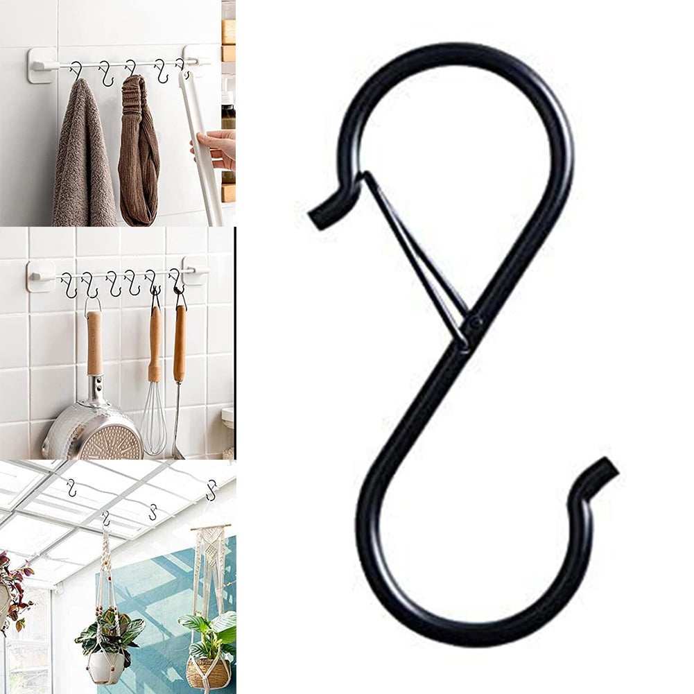 10Pcs S Hooks for Hanging, Heavy Duty S Shaped Hooks Black, Kitchen ...