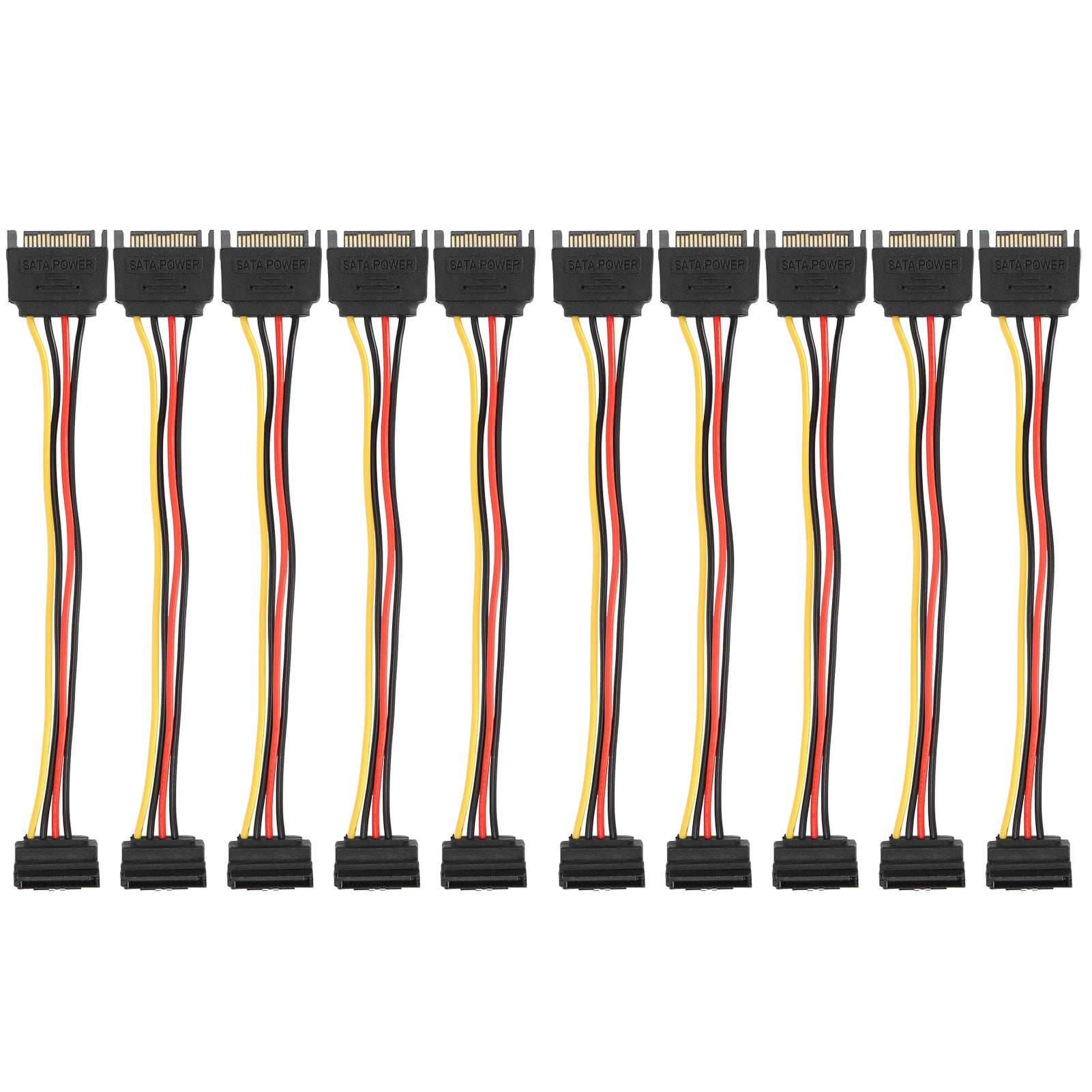 10Pcs SATA Power Cord 15Pin Male to Female SSD HDD Elbow Extension Cord ...