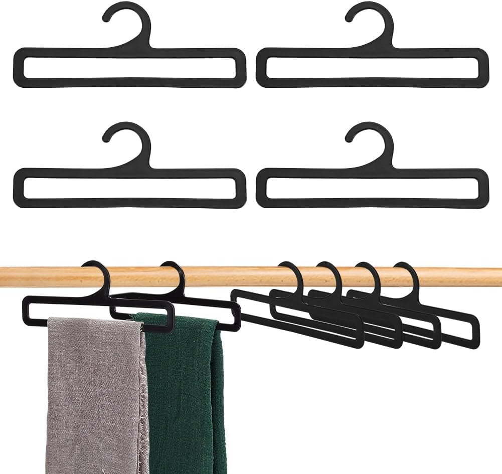 10Pcs Scarf Hangers Black Rectangular Towel Holder 6.89x2.6Inch Plastic ...