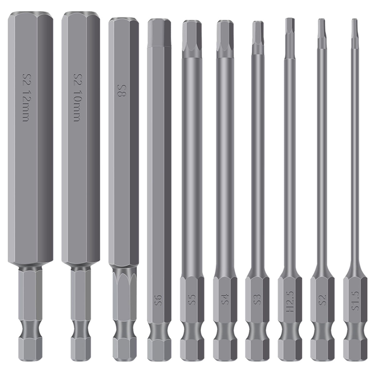 10Pcs Screwdriver Bit Set S2 Steel High Hardness Allen Wrench Drill Bit ...