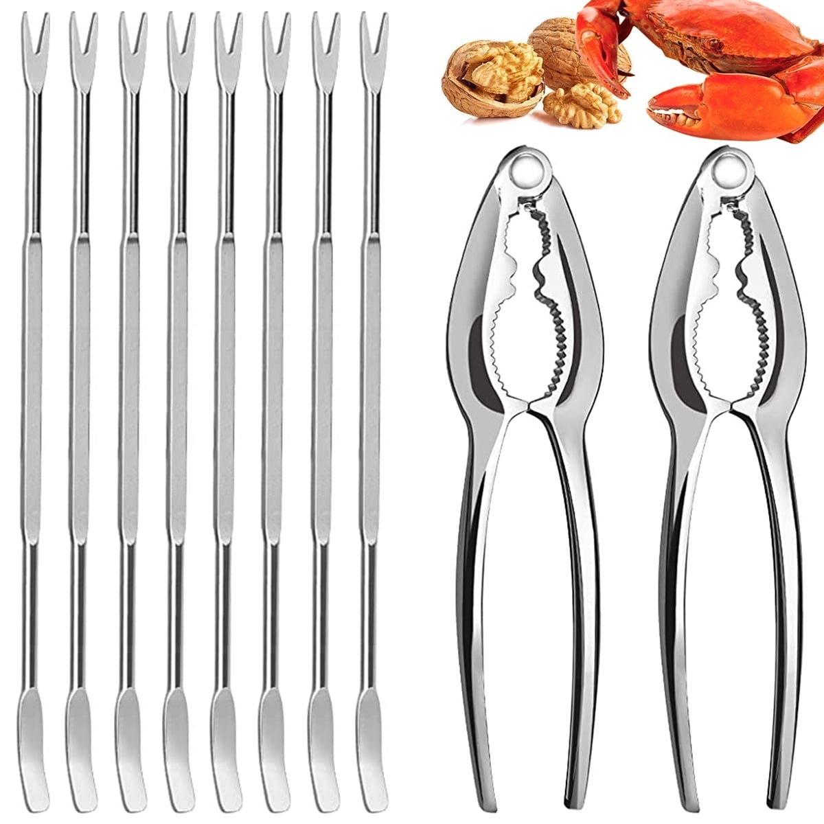 10Pcs Seafood Tools Set Crab Leg Crackers and Tools Set with 2 Crab Leg ...