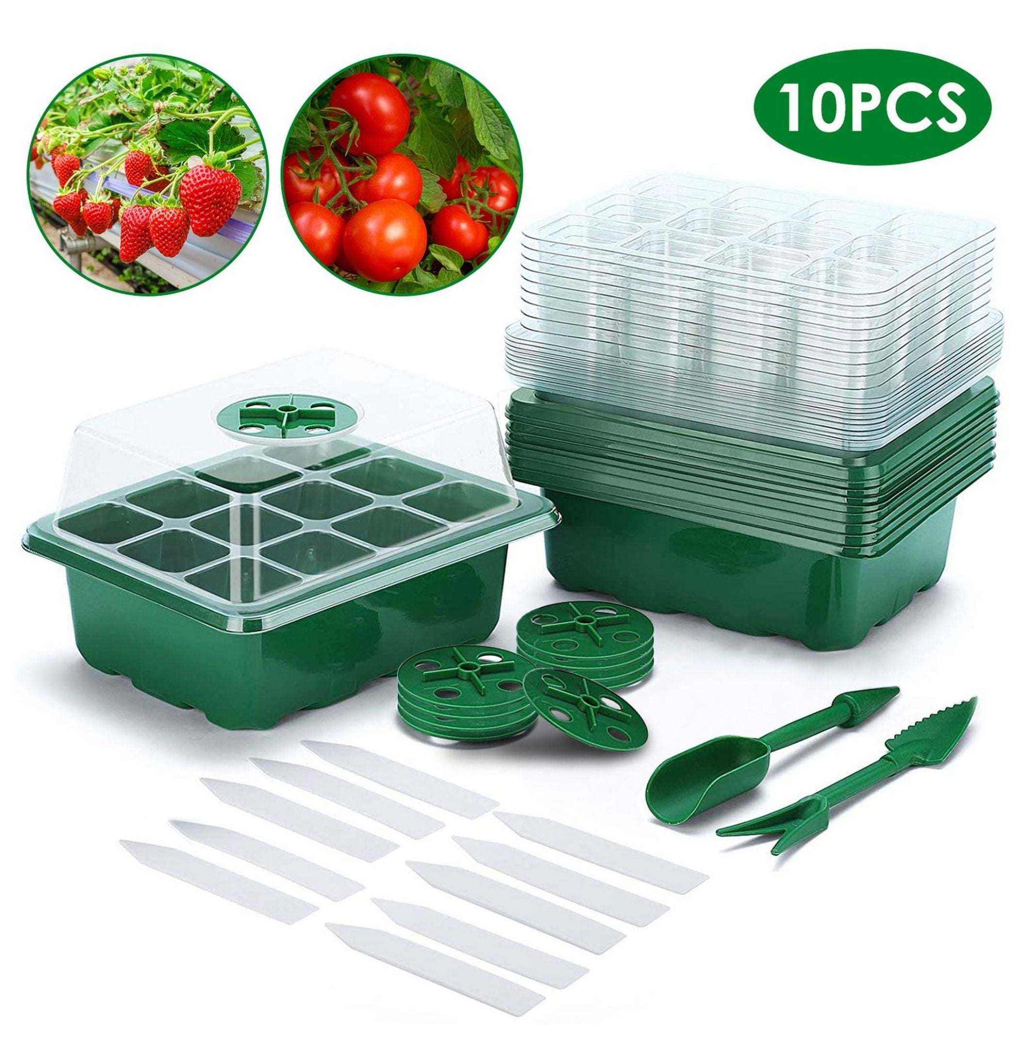10Pcs Seed Starter Tray Kit Reusable Overall 120Cells Seeding ...