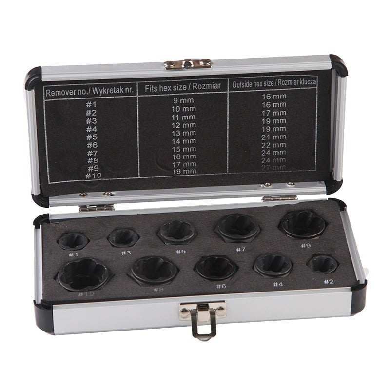 10Pcs/Set Bolt And Nut Extractor Complete Set of Remover Damages Rusty ...