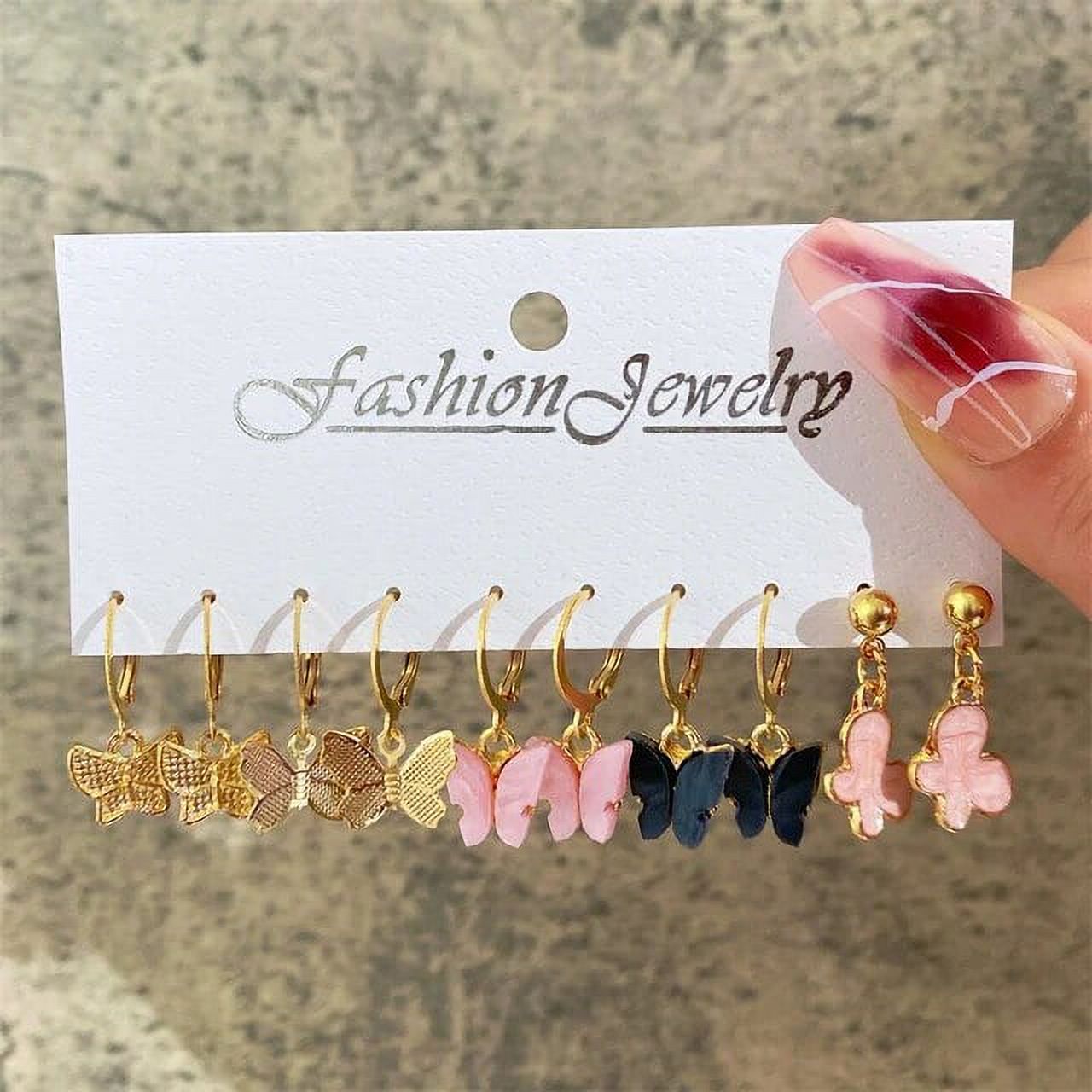 10Pcs/Set Drop Oil Colorful Butterfly Dangle Earrings Set for Women Vintage Metal Gold Plated ...