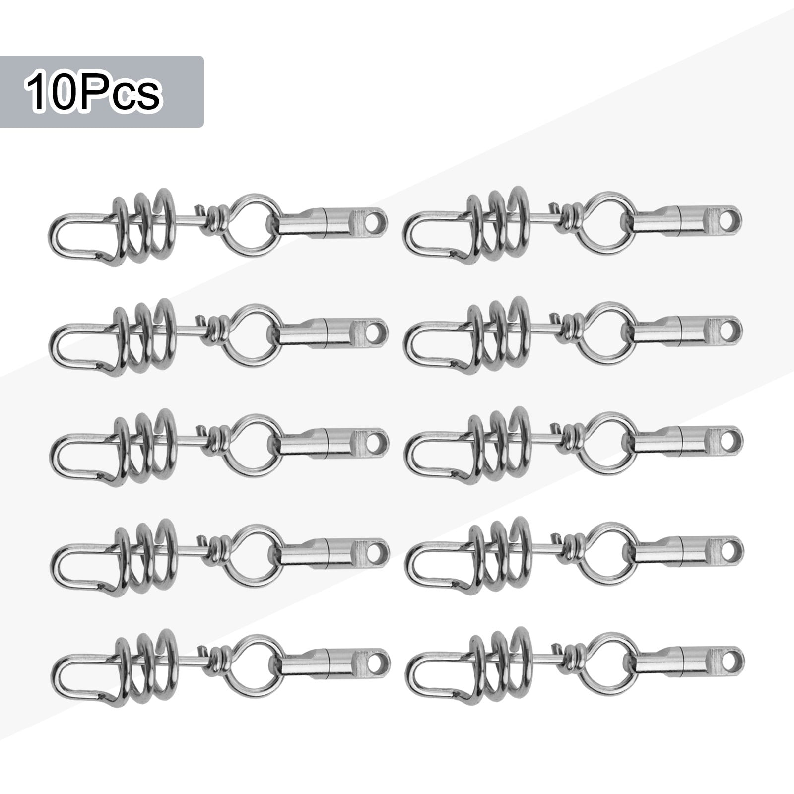 10Pcs/Set Fishing Corkscrew Heavy Duty Round Swivel Snaps Heavy Duty Round Swivels Snap Lure ...