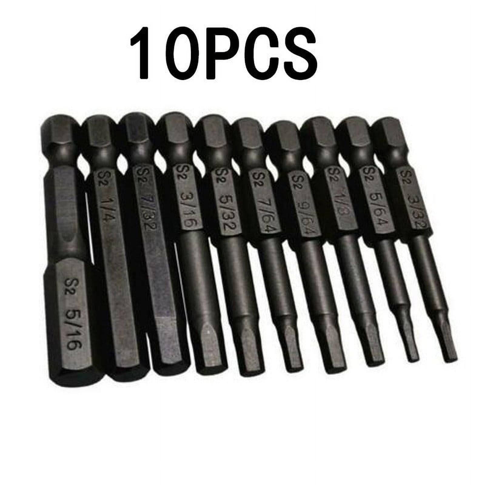 10Pcs/ Set Hex Magnetic Head Allen Wrench Drill Bits 1/4" Shank ...