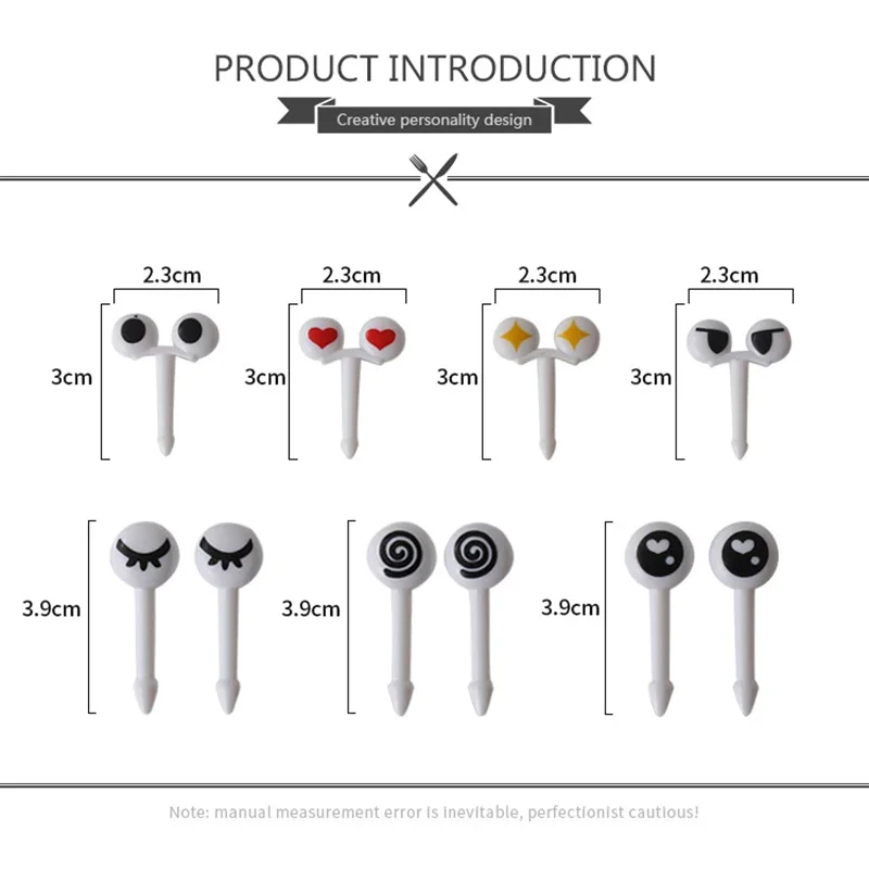 10Pcs/Set Mini Skewers Cute Cartoon Eyes Kawaii Lunch Bento Box Food ...