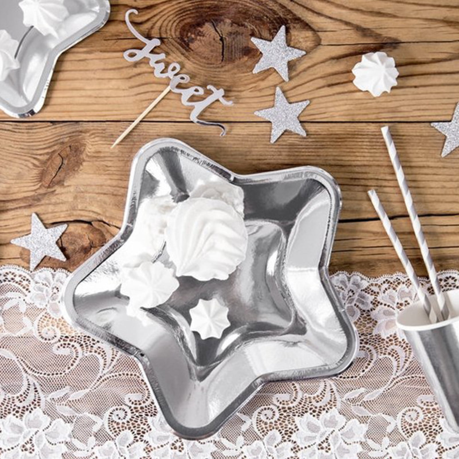10Pcs/Set Reflective Special-shaped Christmas Star Disposable Plates ...