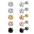 ZS 10Pcs Crystal Stud Earring Set, 316L Stainless Steel, Cartilage ...