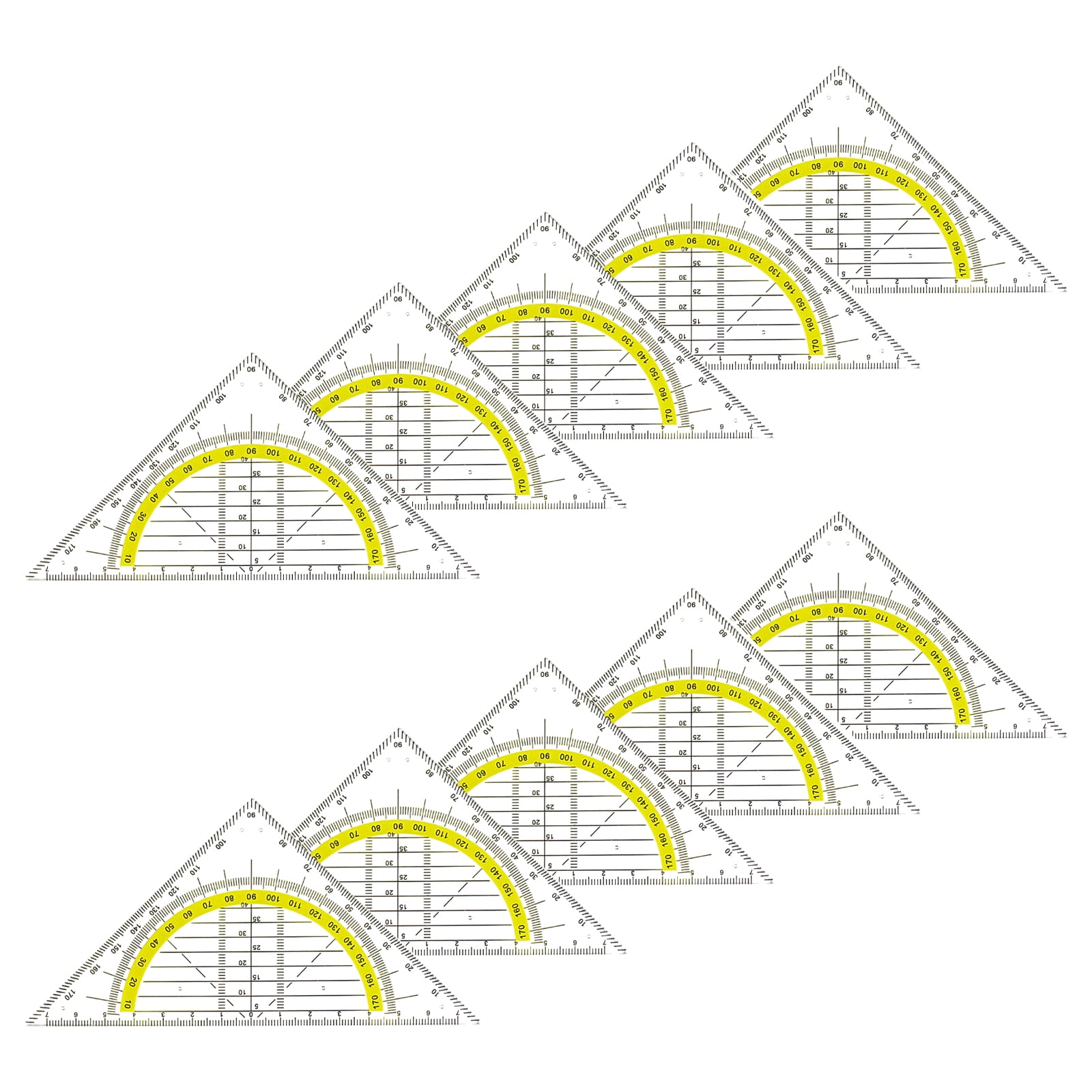 10Pcs Set Square with 180 Degrees Protractor Multifunction Geometry Set ...