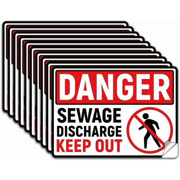 10Pcs Sewage Discharge Keep Out Sign Sticker PVC Waterproof Sewage ...