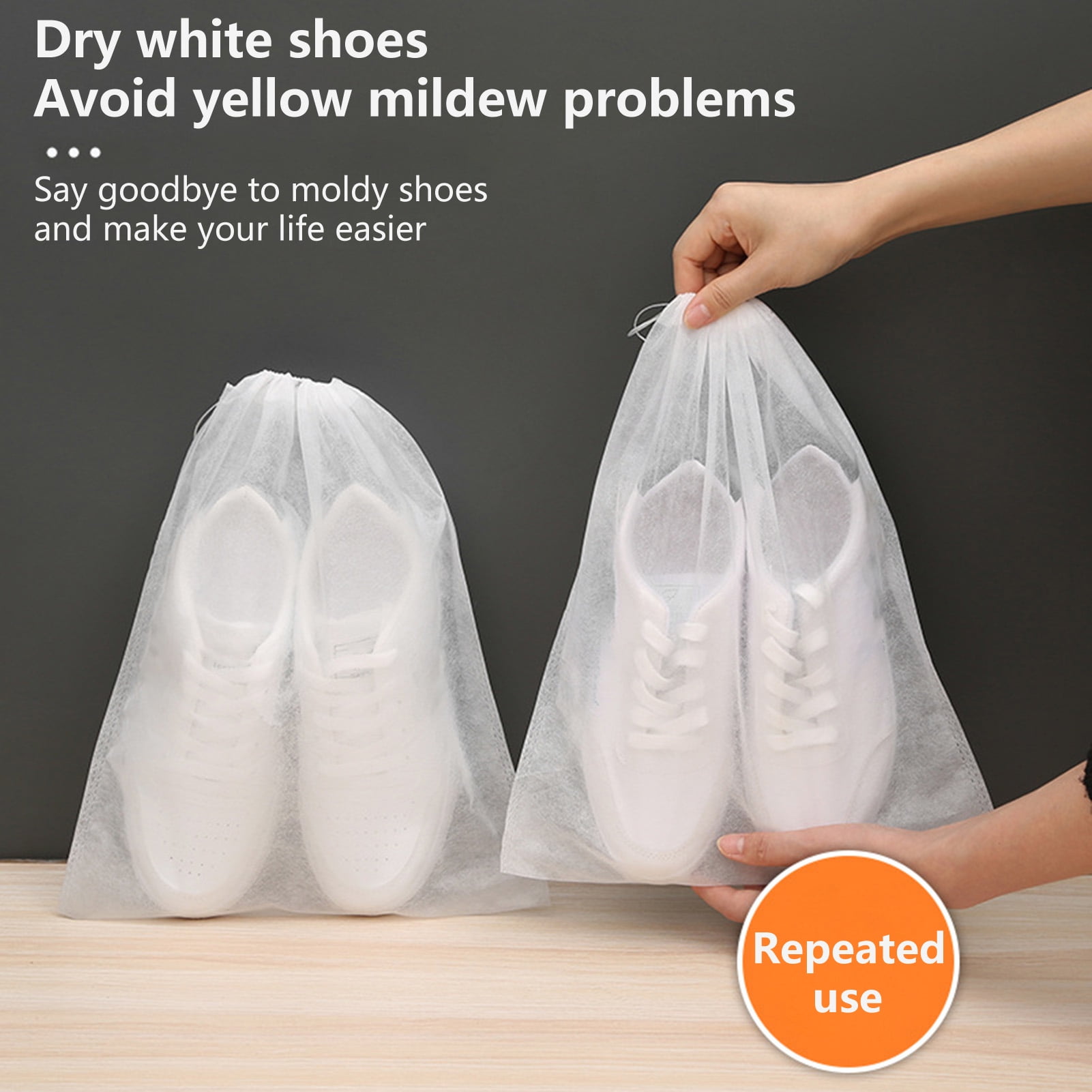 10Pcs Shoe Bag with Drawstring Breathable Reusable Tear-resistant ...