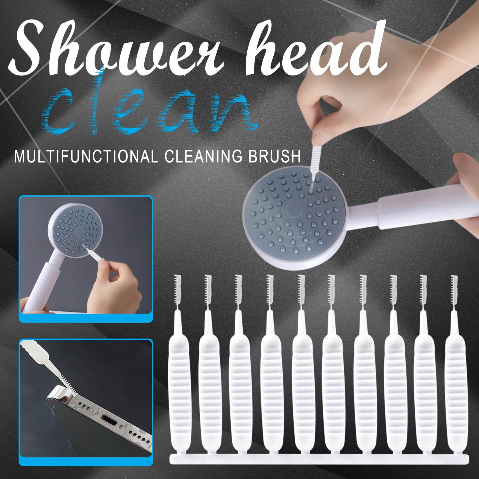10Pcs Shower Head Cleaning Brushes - 3" Small Hole Cleaner Kit for ...