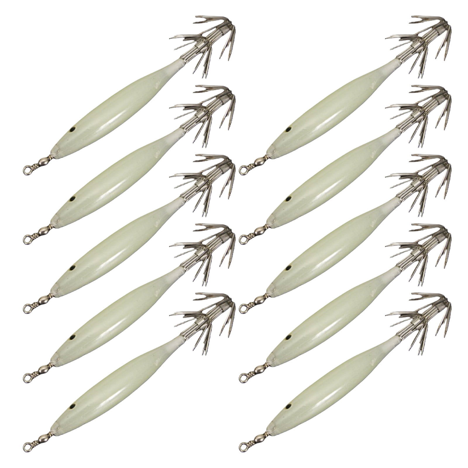 10Pcs Shrimp Lures Baits Squid Jigs Fishing Lures Glow Jigs Hook 3.6g ...