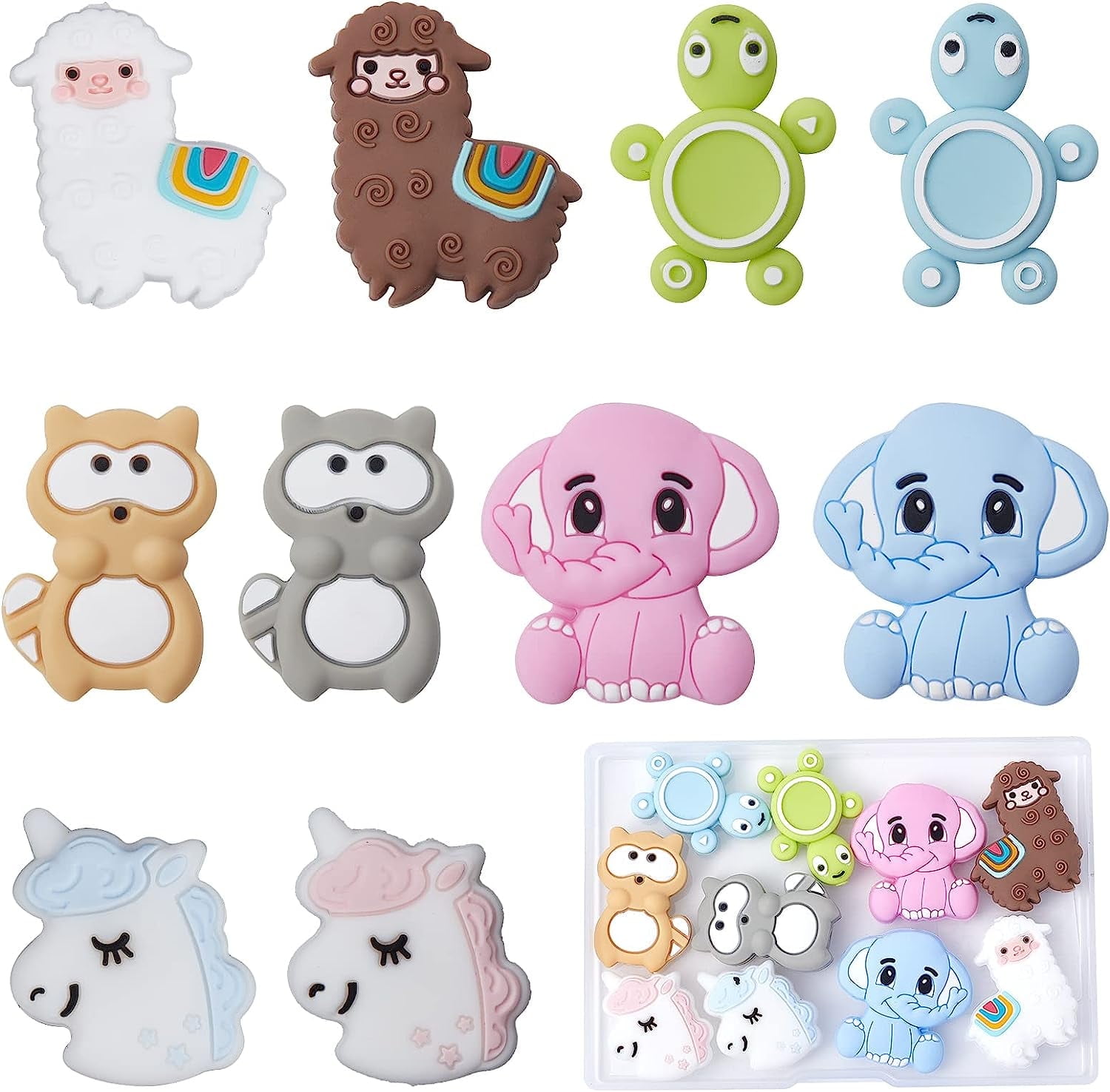 10Pcs Silicone Beads Animal Shapes Turtle Silicone Loose Bead for ...