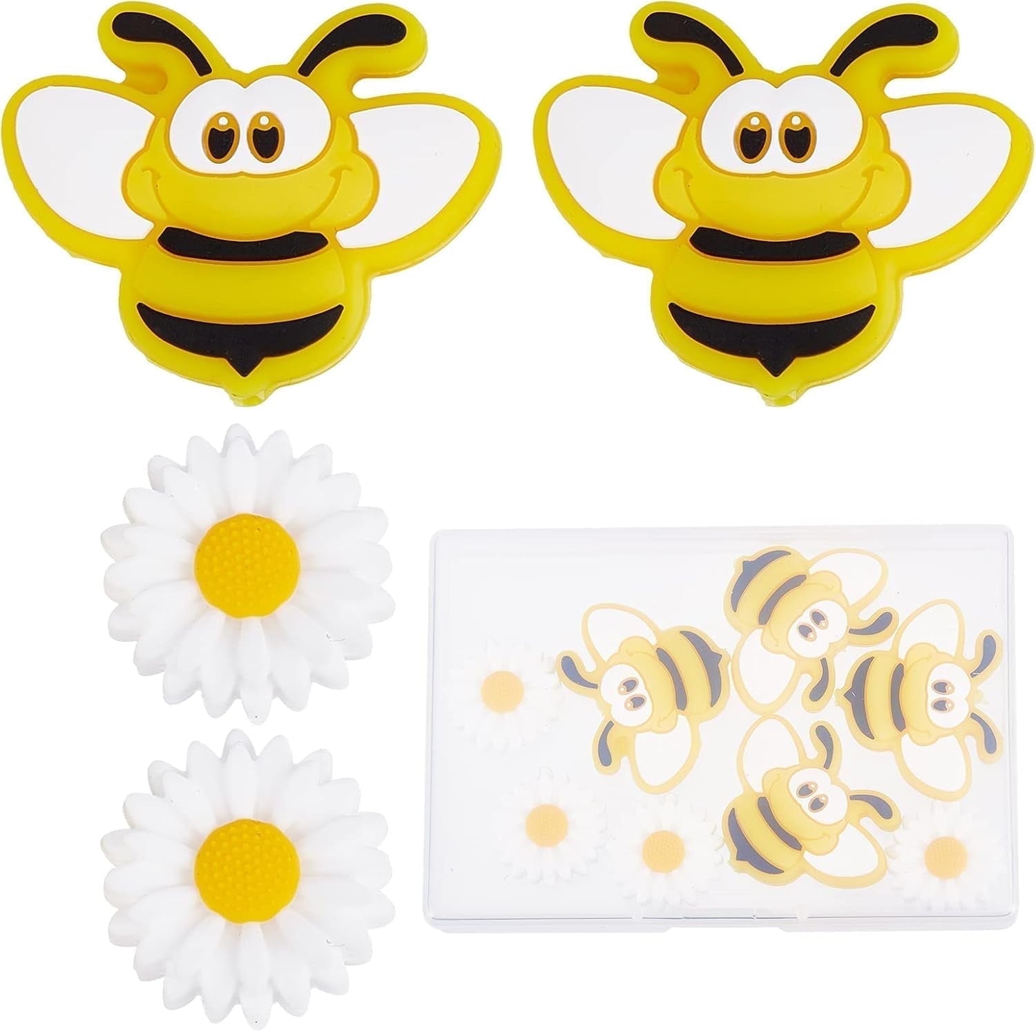 10Pcs Silicone Beads Bees Sun Flower Loose Daisy Flowers Bead Bee ...