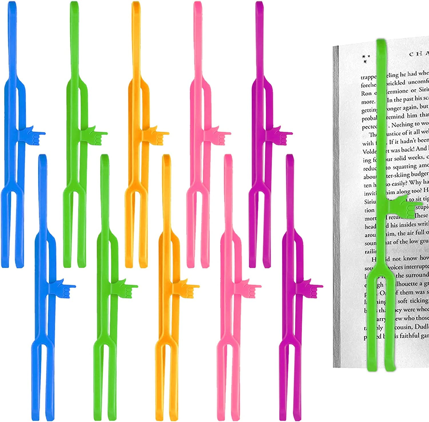 10Pcs Silicone Finger Point Bookmarks Book Marker Cute Elastic ...