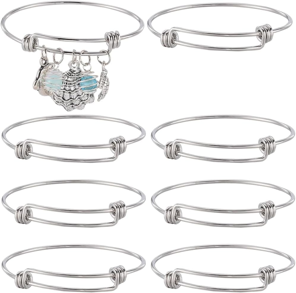 10Pcs Silver Expandable Bangle Bracelets Adjustable Wire Bracelet ...