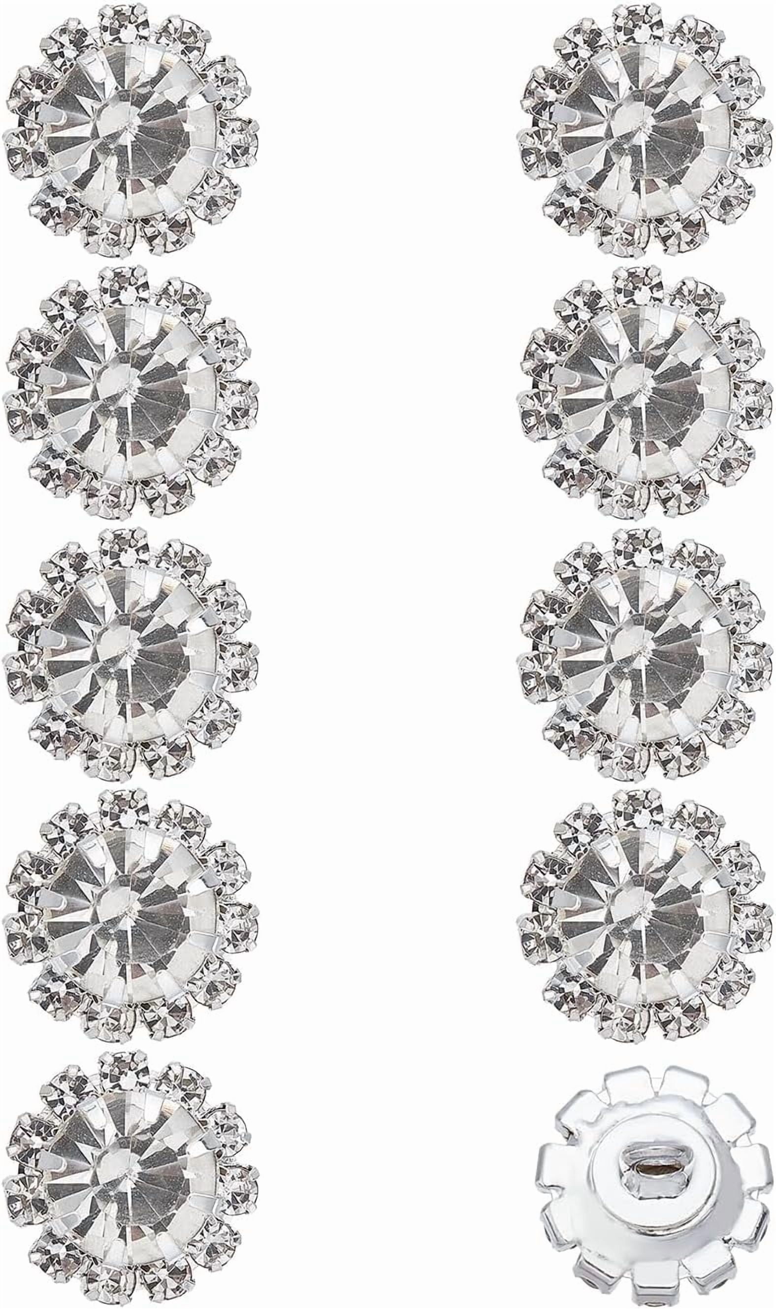 10Pcs Silver Flower Rhinestone Buttons: Sparkling Sewn Buttons for ...