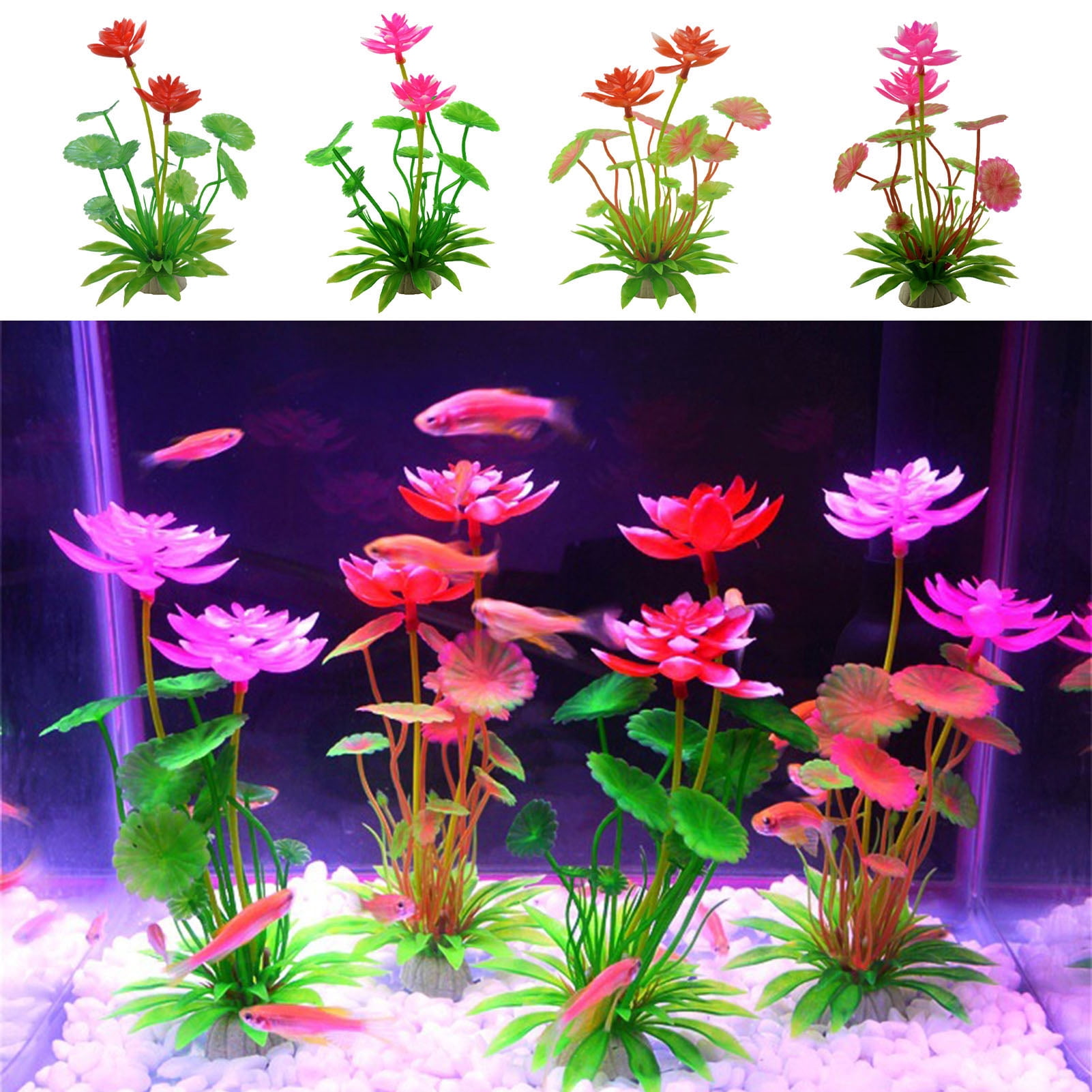 10Pcs Simulated Water Plants Aquarium Reptile Tank Decor Plastic ...