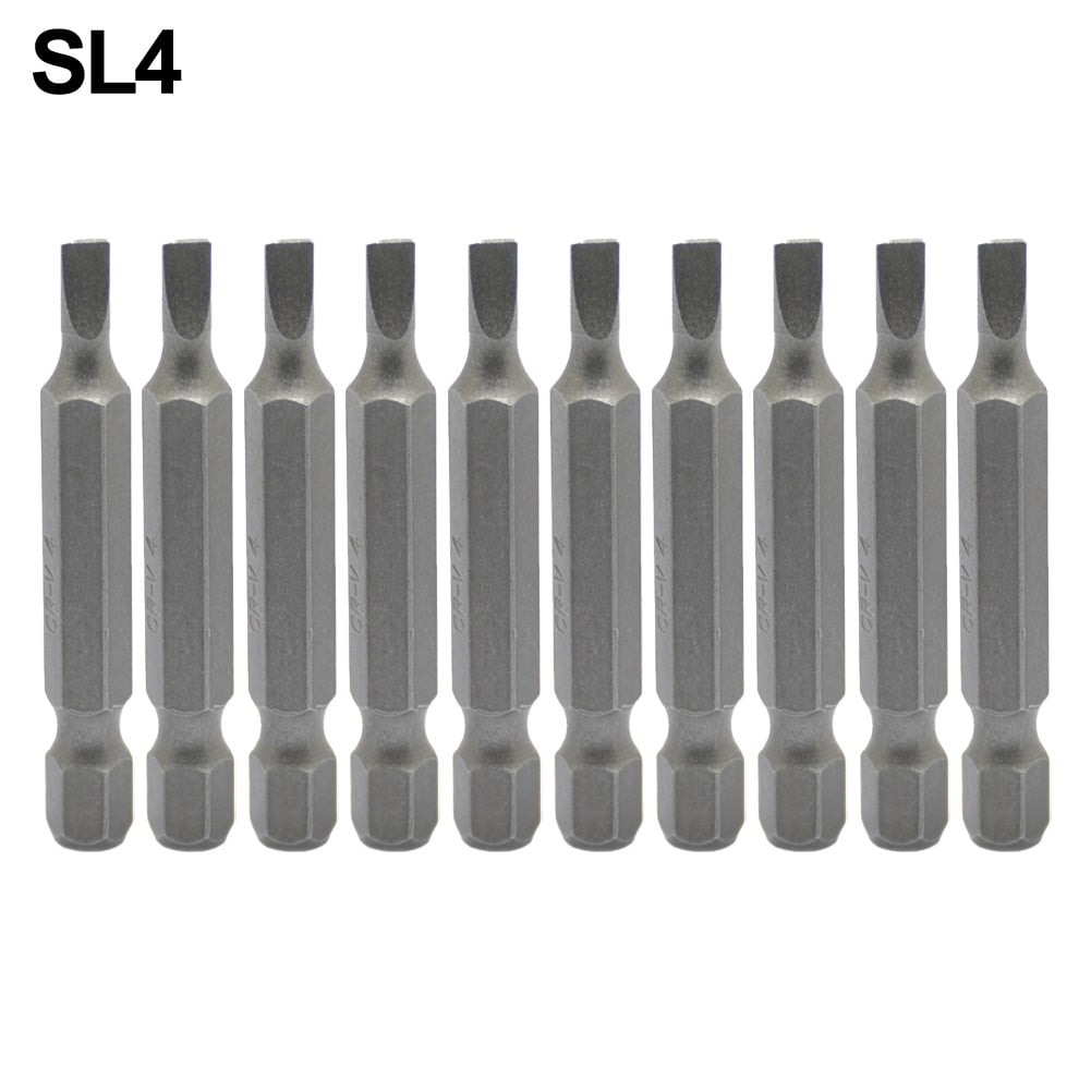 10Pcs Slotted Screwdriver Bit Set /4In Hex Shank 50mm Screw Driver Bits Sl3-Sl6 Sl4 - Walmart.com