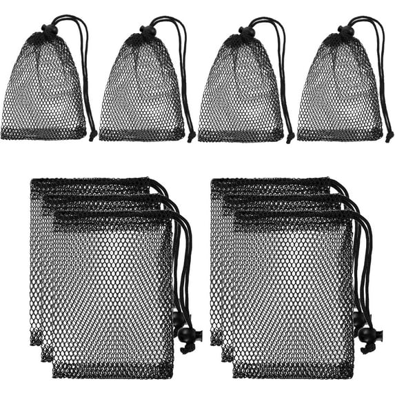 10Pcs Small Mesh Bags, 6x4 inch Drawstring Black Mesh Drawstring Bag Mini Nylon Net Bags with ...