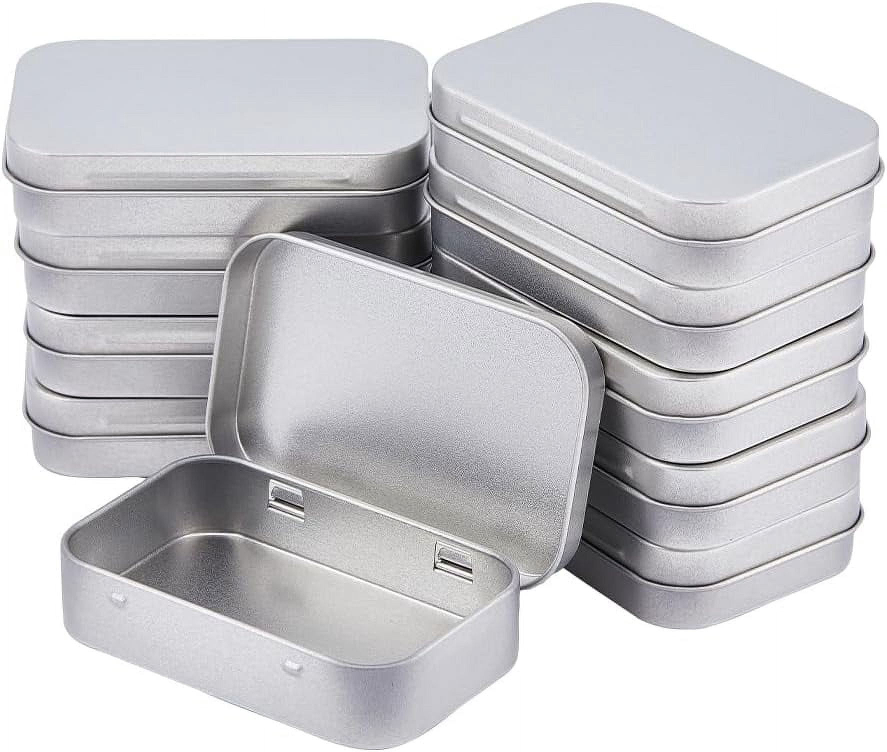 10Pcs Small Rectangle Tin Box Containers Silver Empty Metal Box ...