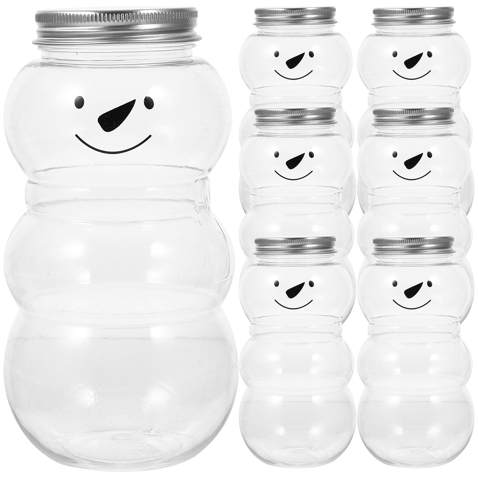 10Pcs Snowman Beverage Bottles Christmas Candy Jar Milk Tea Bottle ...