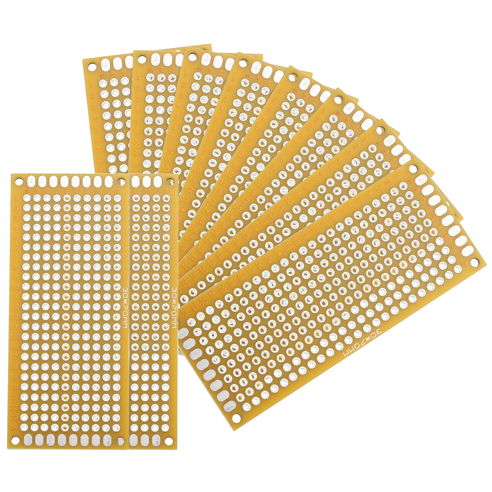 10Pcs Solderable Breadboard, 2.76"x1.18" Yellow Tinned Circuit Board ...