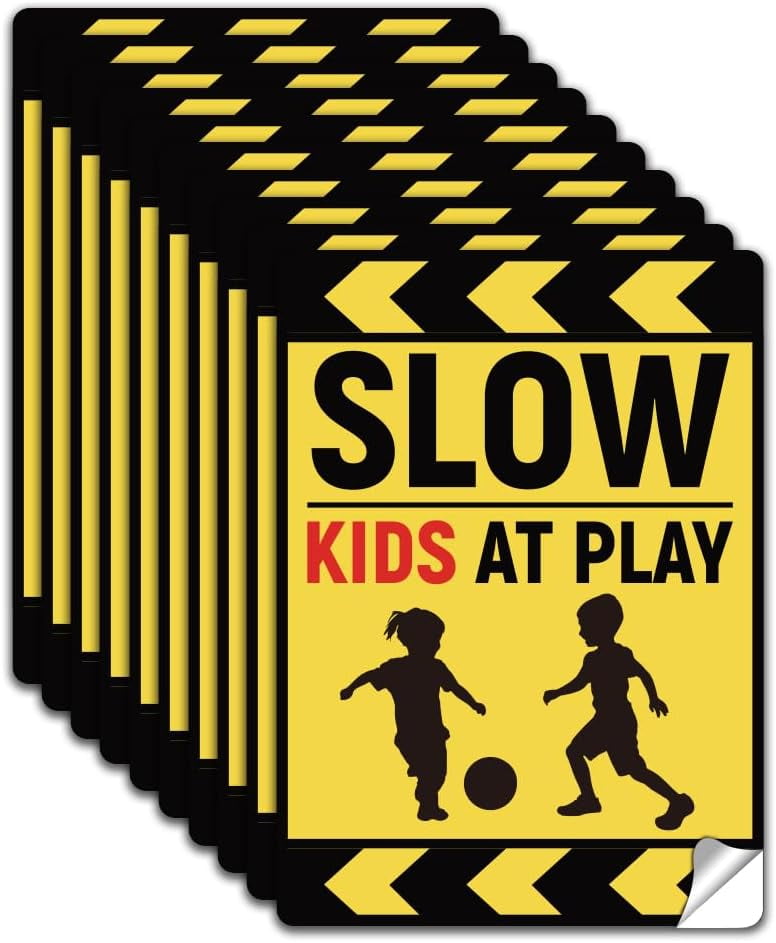 10Pcs Speed Slow Down Sign Sticker PVC Waterproof Safety Slow Down ...