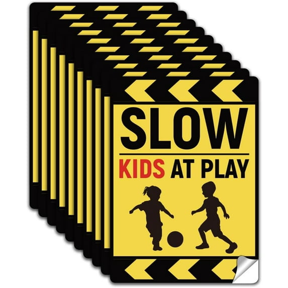 10Pcs Speed Slow Down Sign Sticker PVC Waterproof Safety Slow Down ...