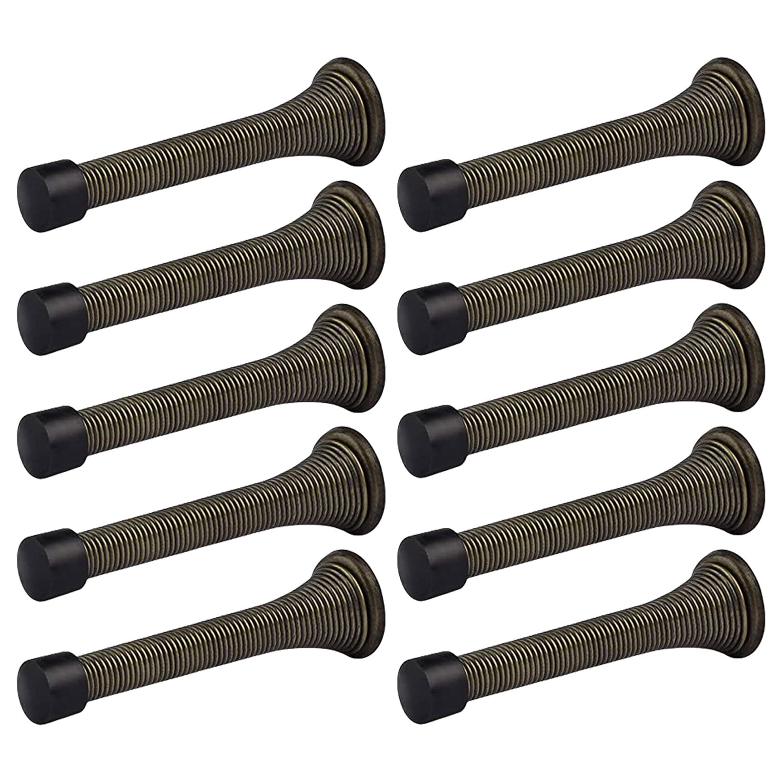 10Pcs Spring Door Stoppers with Rubber Bumper Flexible Heavy Duty Steel ...