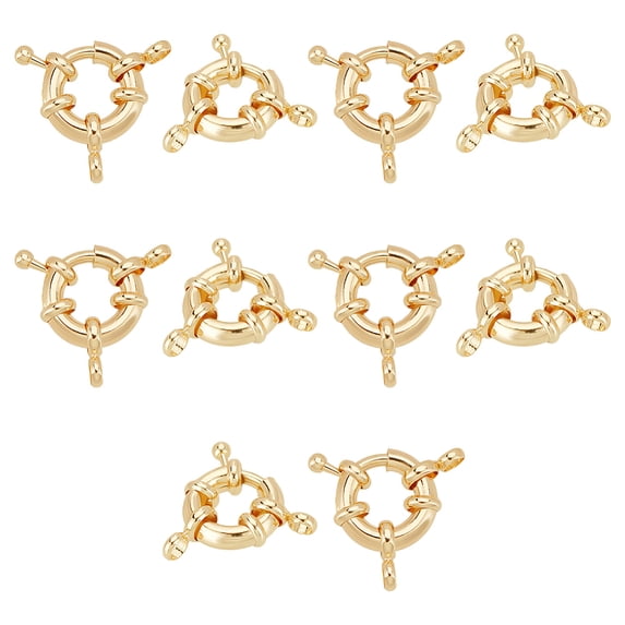 10Pcs Spring Ring Clasps Real Gold Round Spring Clasps Metal Spring ...
