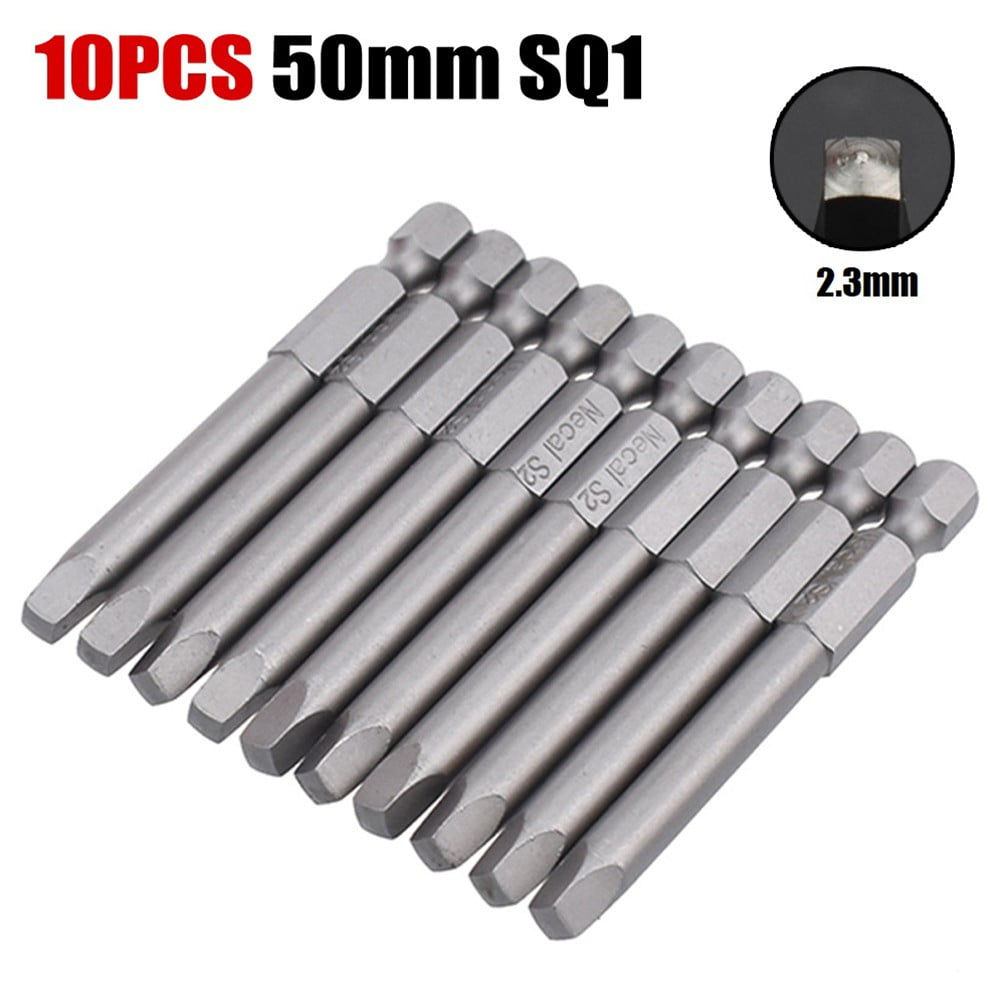 10Pcs Sq1-Sq5 Square Head Screwdriver Bits Set Hex Shank Magnetic ...