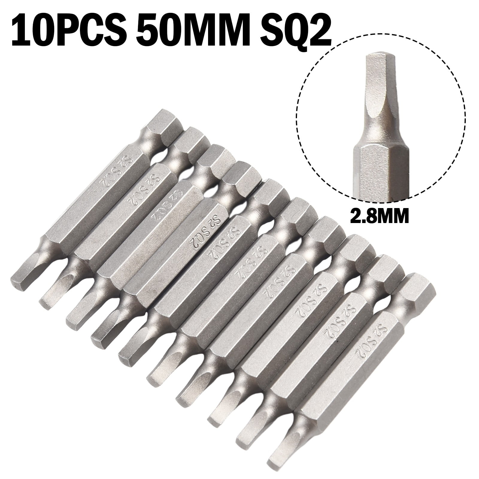 10pcs SQ1-SQ5 Square Head Screwdriver Bits Set Hex Shank Magnetic ...
