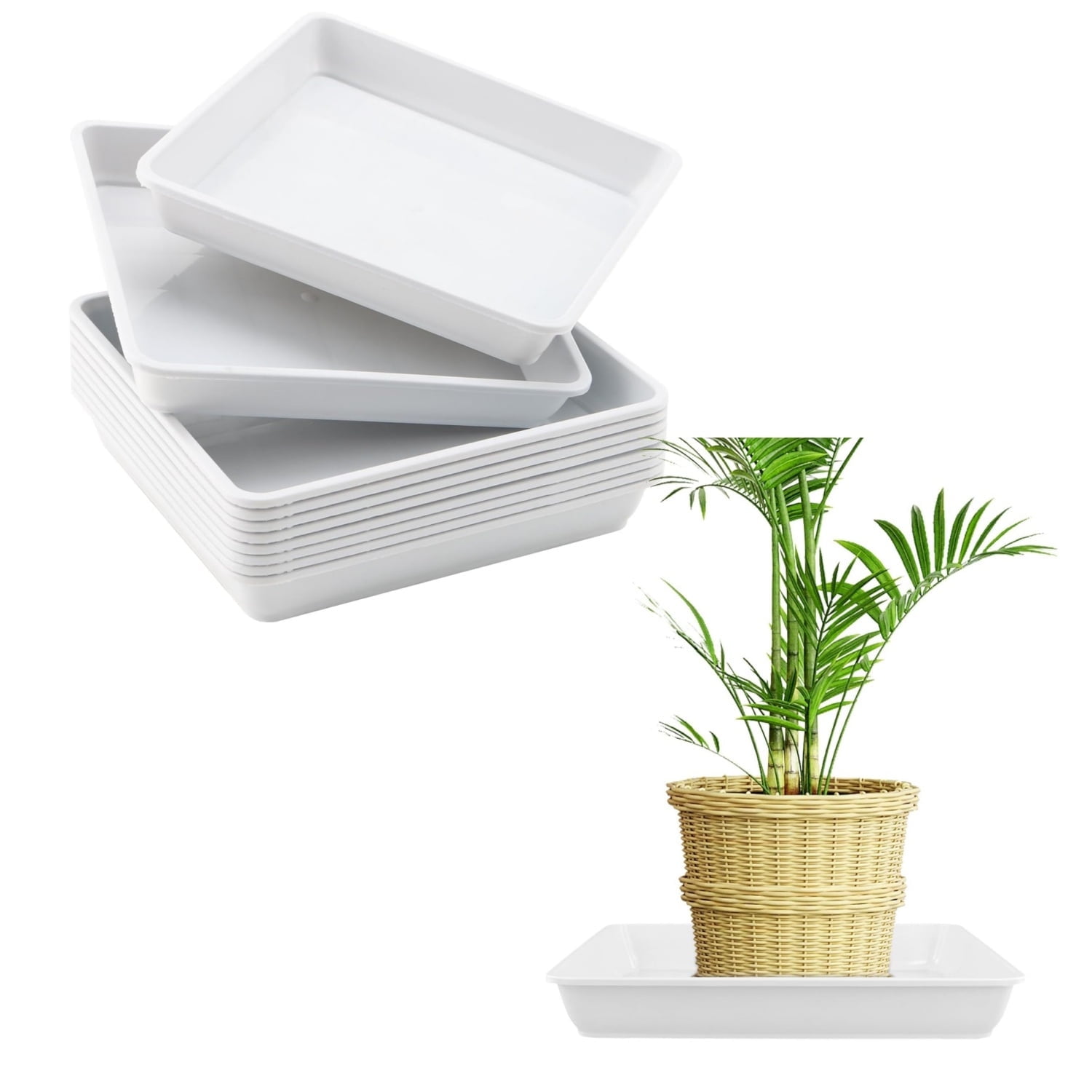 10Pcs Square Plant Saucer,8.7x8.7x1.3In Water Catcher Tray for Flower ...