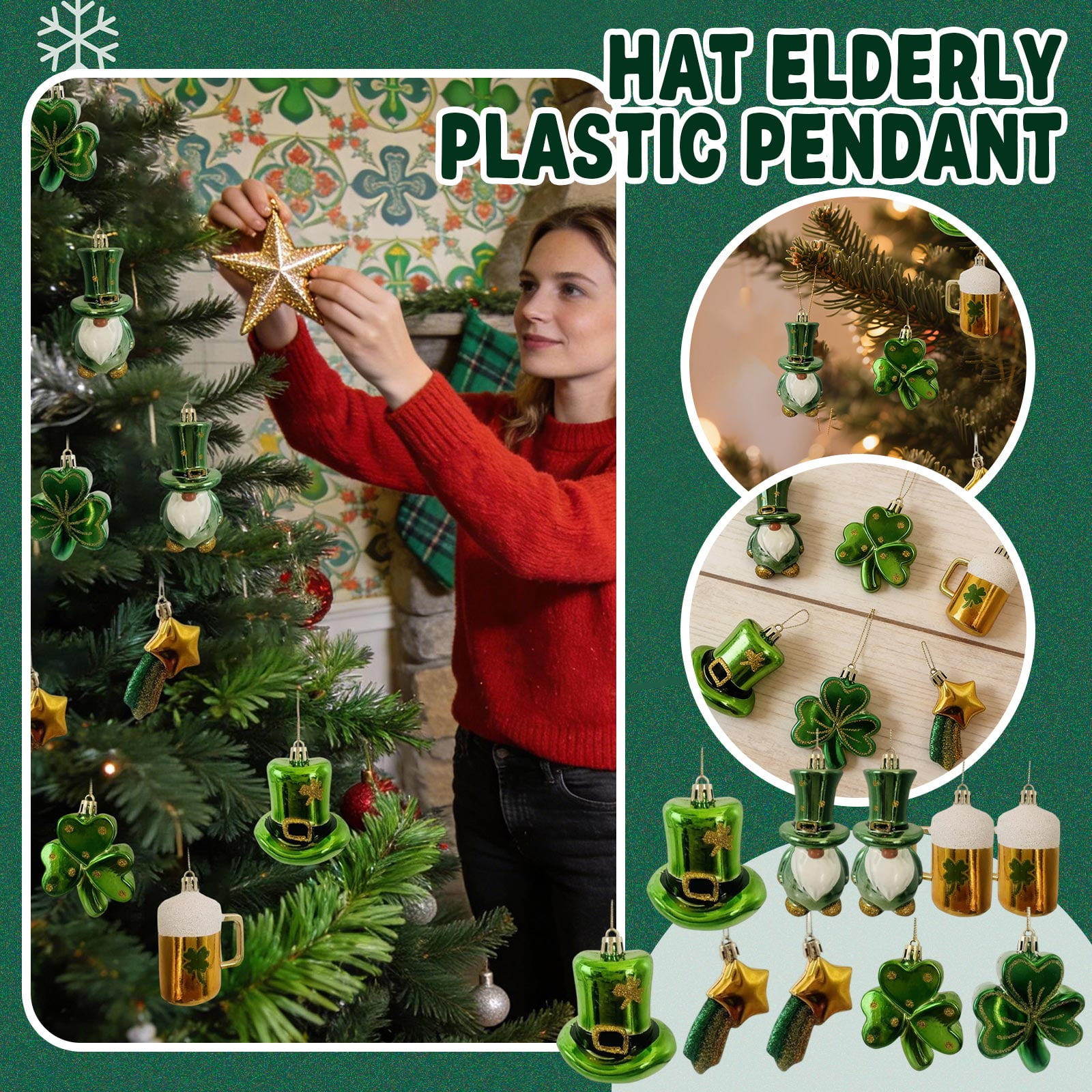 10Pcs St. Patrick's Day Irish Festival Clover Hat Old Man Head Plastic ...