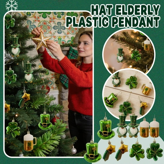 10Pcs St. Patrick's Day Irish Festival Clover Hat Old Man Head Plastic ...