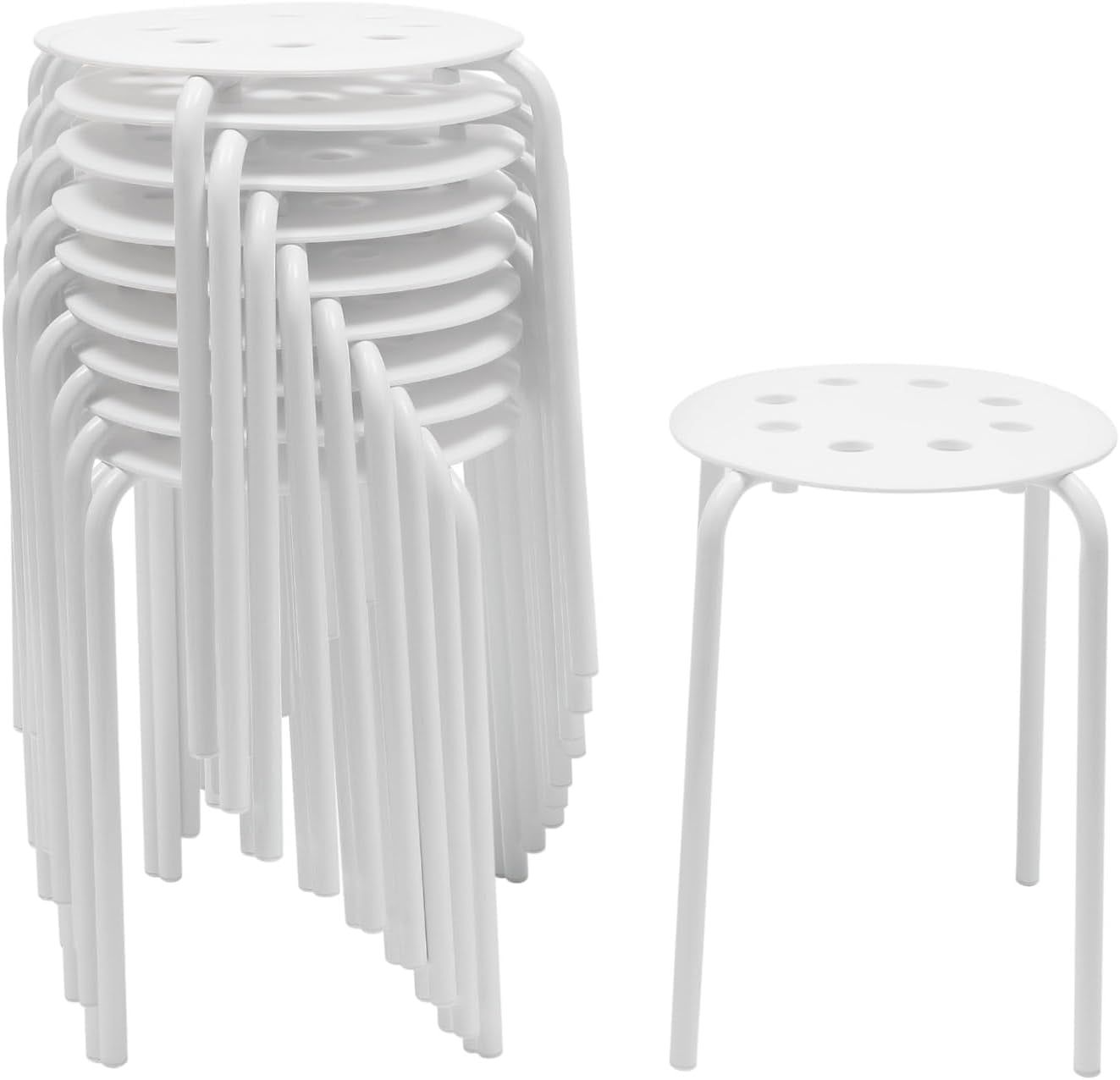 10Pcs Stackable Stools, Home Portable Plastic Stack Stools with Metal ...