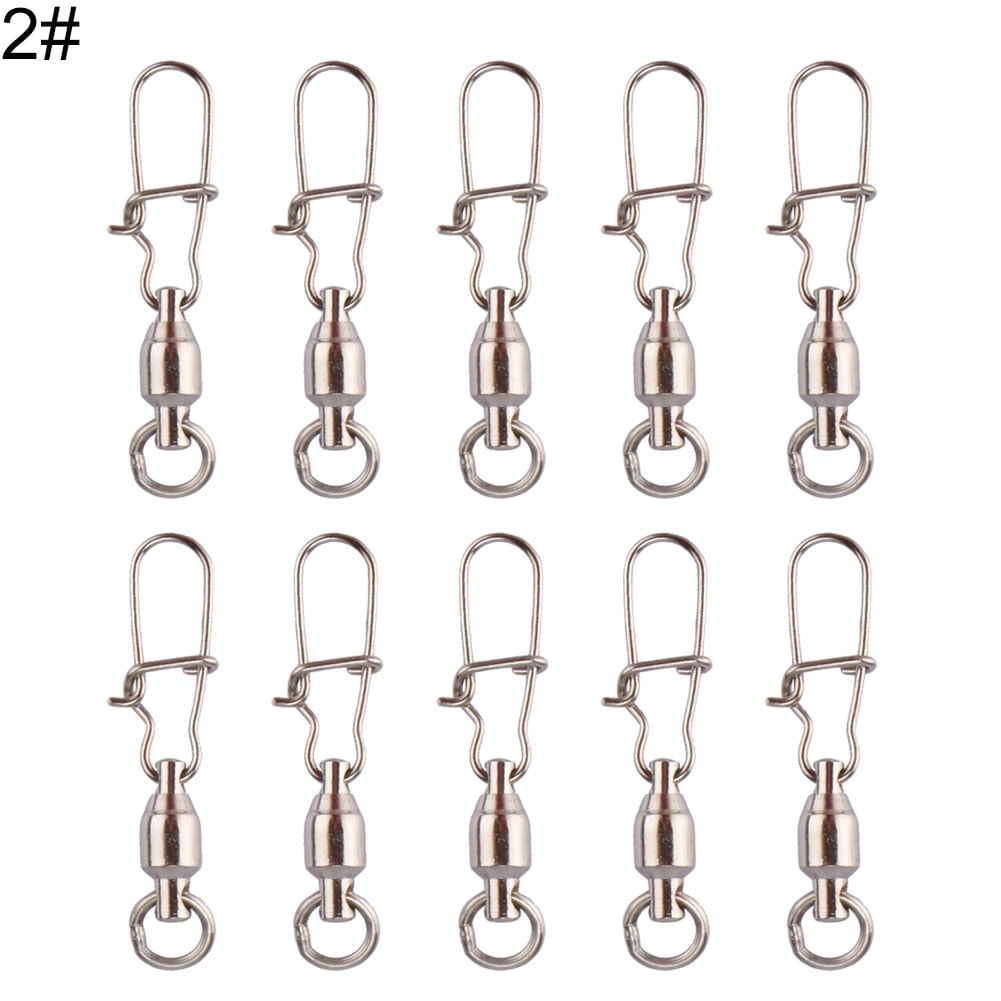 10Pcs Stainless Steel Fishing Connector Bearing Rolling Swivel with ...