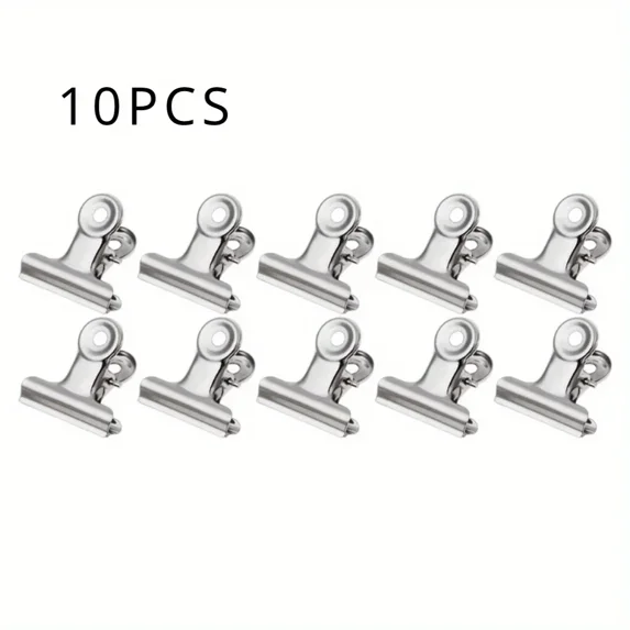 10Pcs Stainless Steel Food Closure Clips Paper Bag Clips Document ...