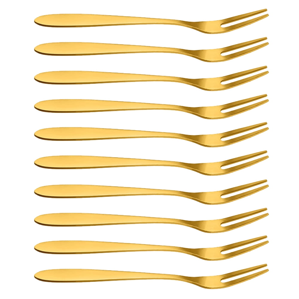 10Pcs Stainless Steel Forks Dessert Fruit Forks 2 Prong Tasting ...
