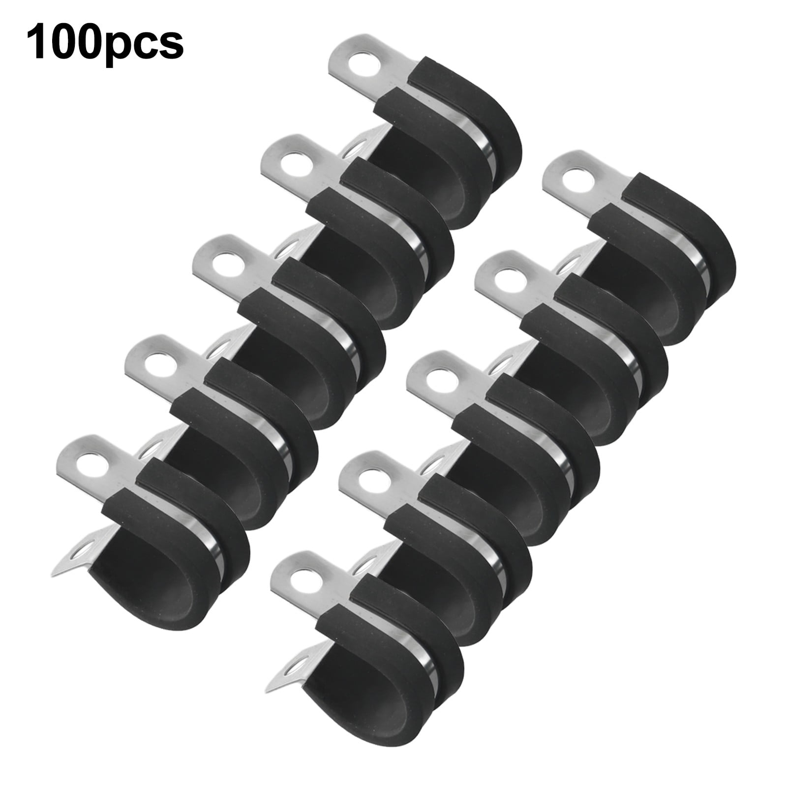 10Pcs Stainless Steel Rubber Lined Pipe Clamps P Clips Cable Mounting ...