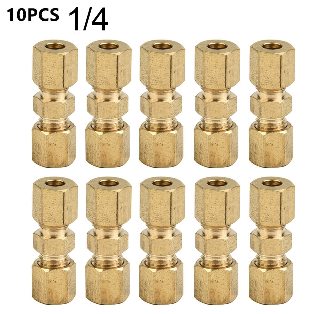 10Pcs Straight Brass Brake Line Compression Fitting Unions For OD ...