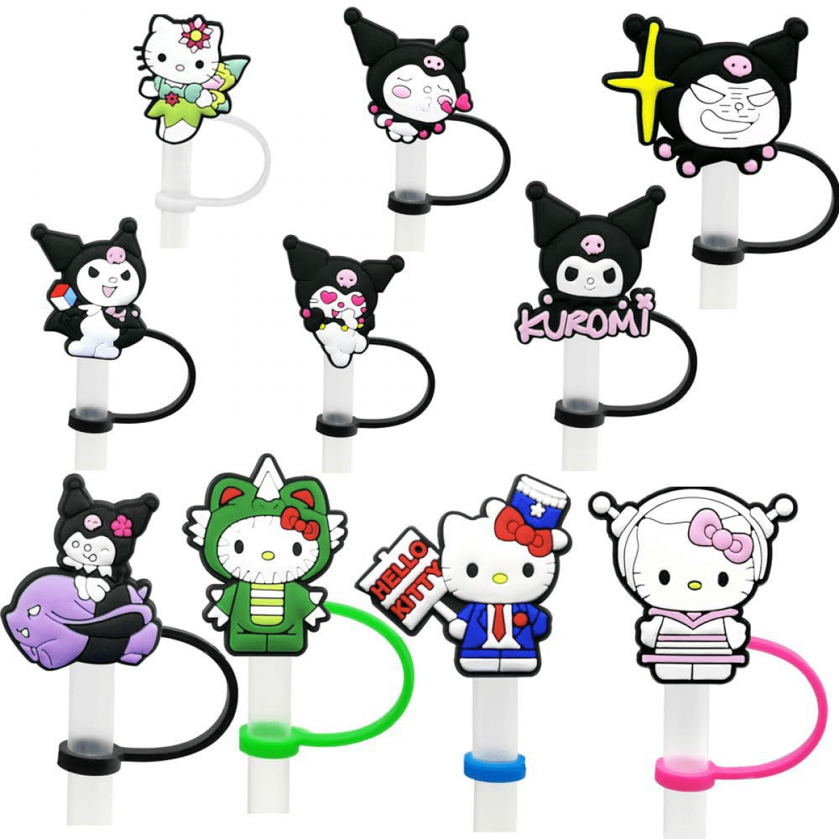 10Pcs Straw Covers Cap for Stanley Cup, Cute Sanrio Hello Kitty ...